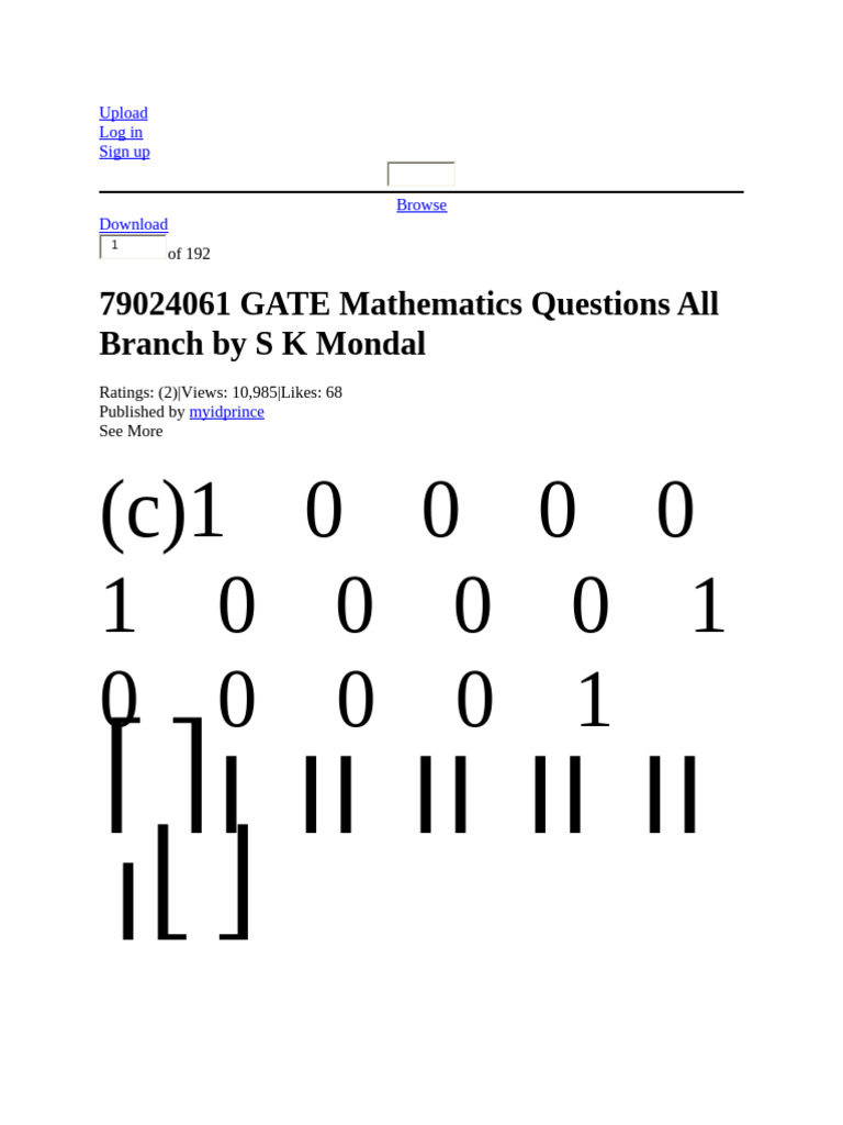 GATE Mathematics Questions All Branch by S K Mondal | PDF | Matrix ...