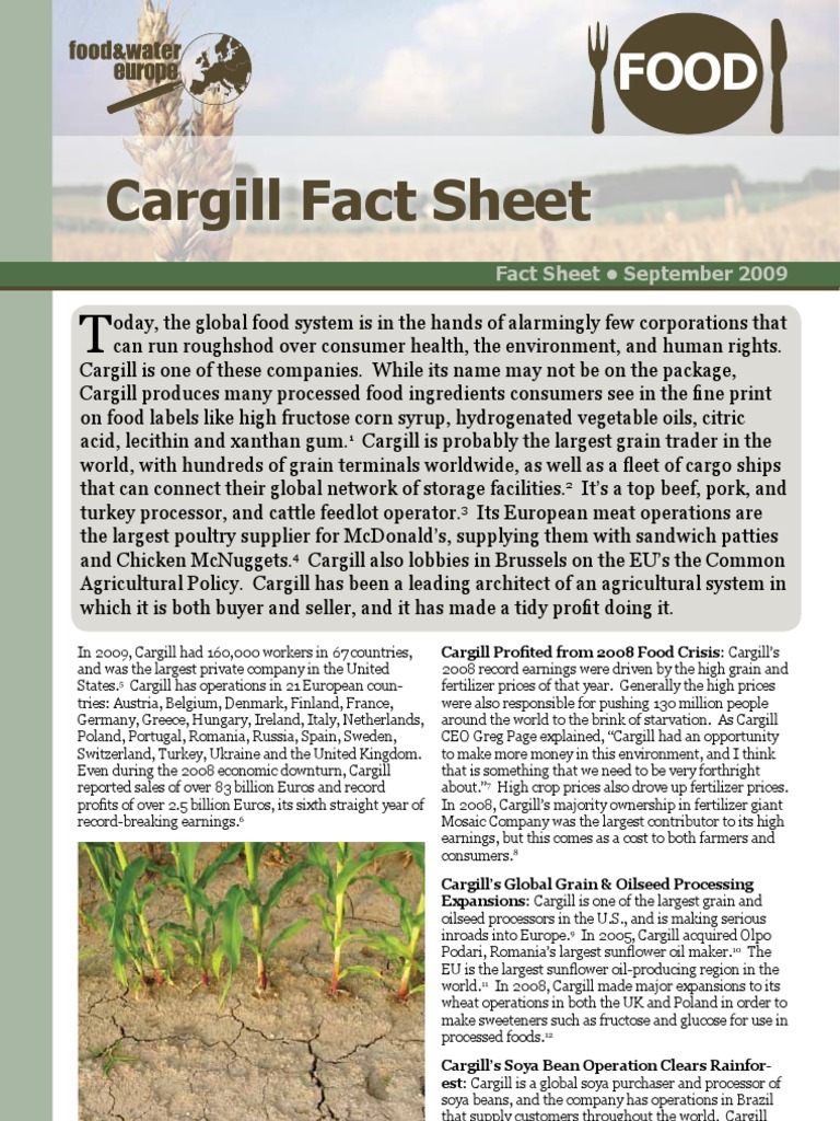 Cargill Fact Sheet (Europe) | PDF | Palm Oil | Genetically Modified Food