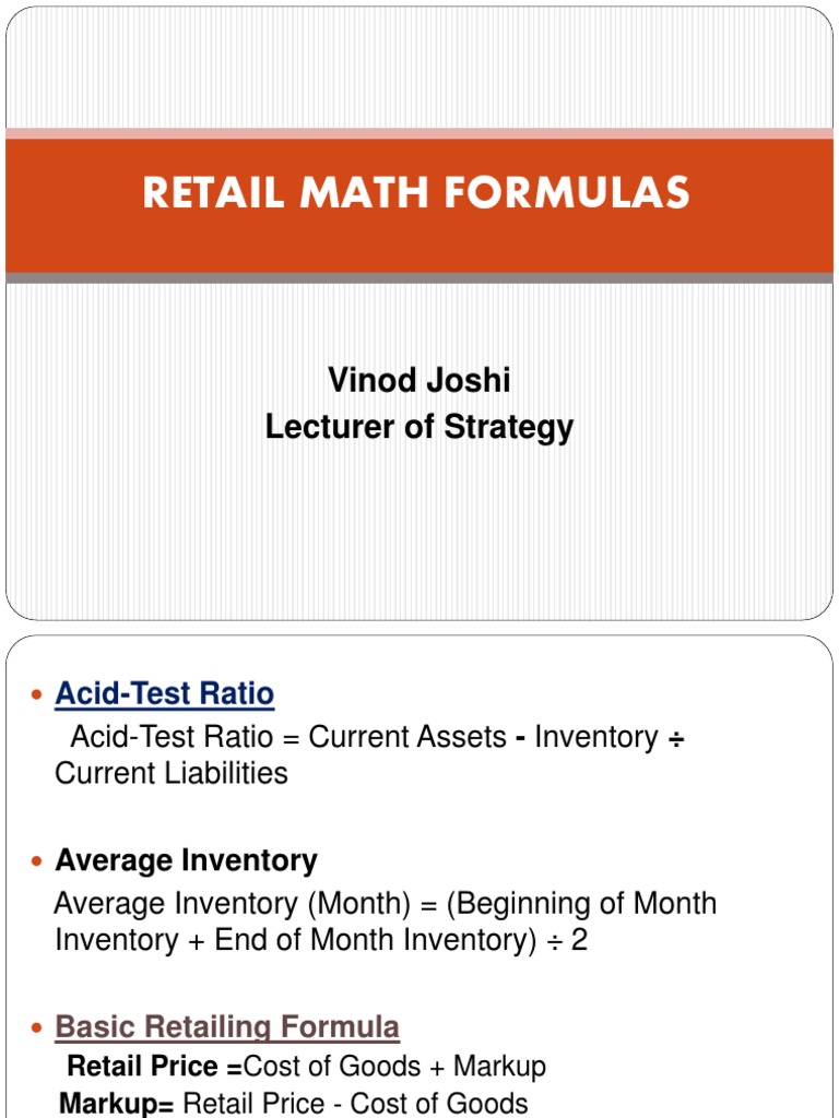 Retail Math Formulas | Download Free PDF | Gross Margin | Retail