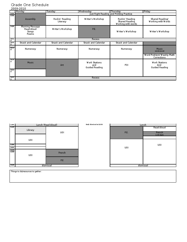 Grade One Classroom Schedule | PDF | Behavior Modification | Learning