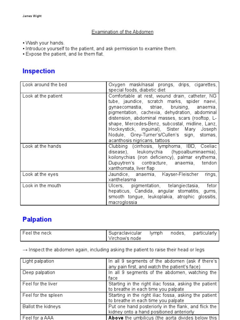 Abdominal Examination Techniques Guide | PDF | Abdomen | Medical ...