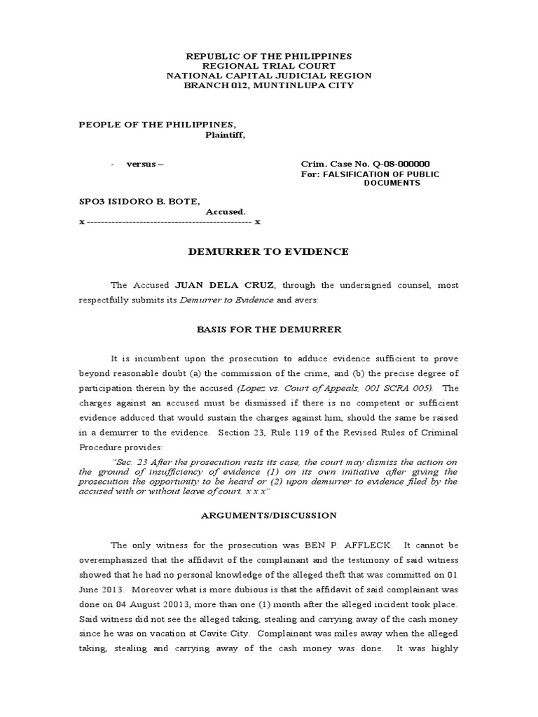 Demurrer+to+Evidence | Hearsay | Witness