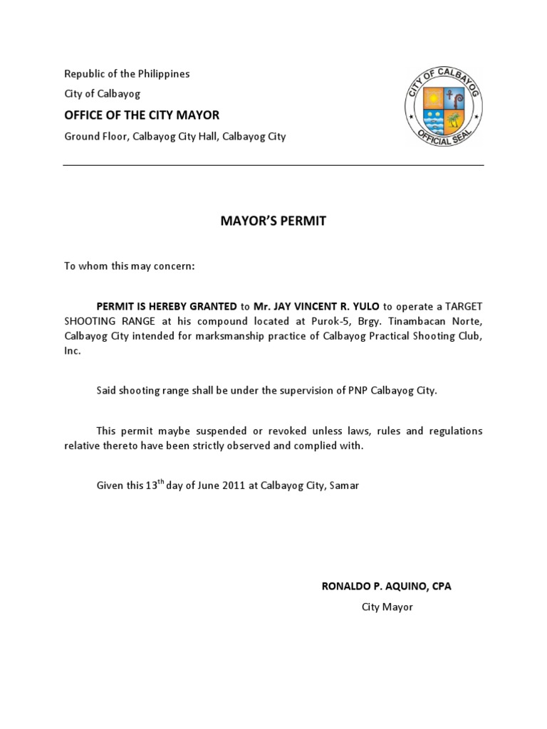 CPSCi Mayors Permit | PDF | Law