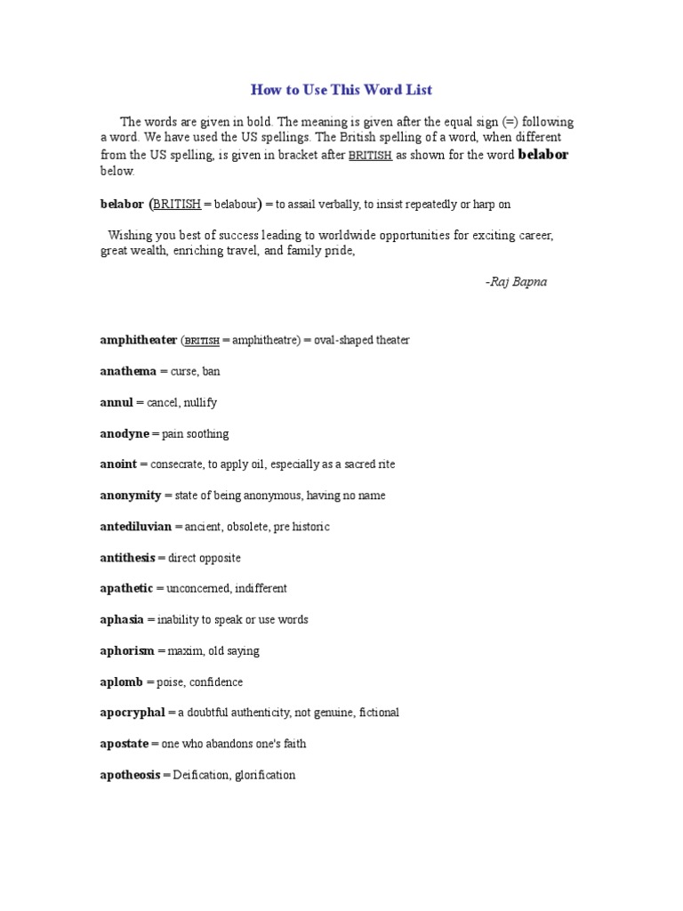 1853 Word List | PDF