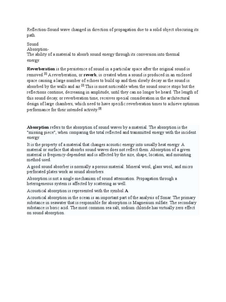 Understanding Sound Absorption and Reverberation | PDF | Science ...