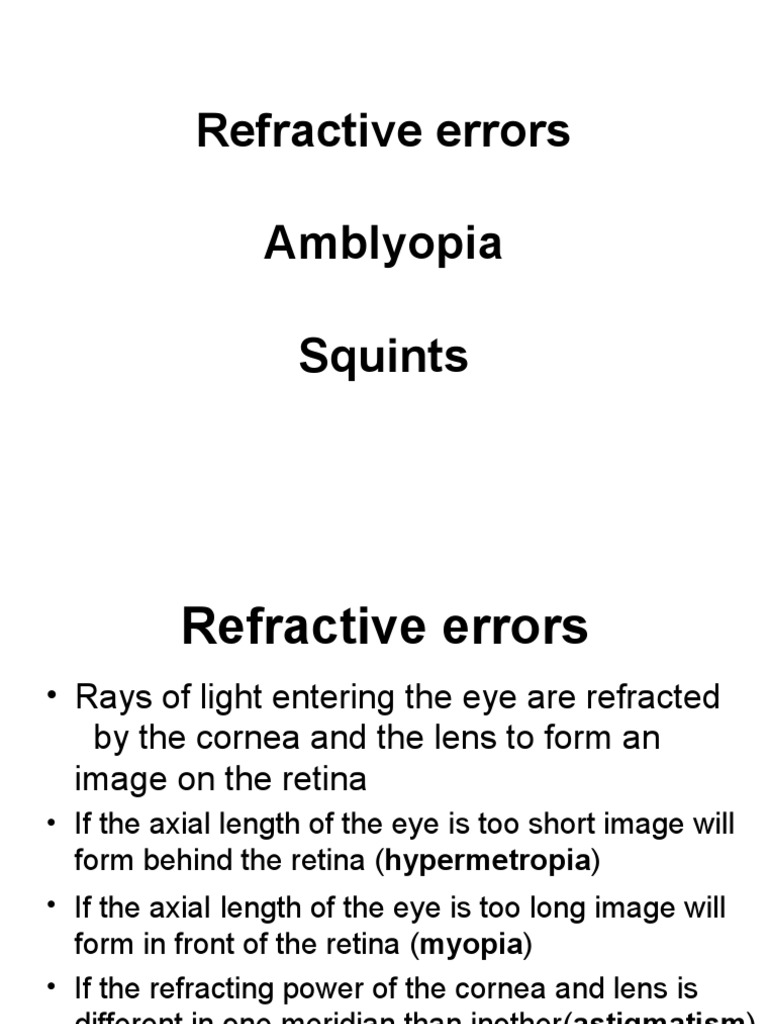 Refractive Errors and Eye Conditions | PDF | Lens (Optics) | Visual Acuity