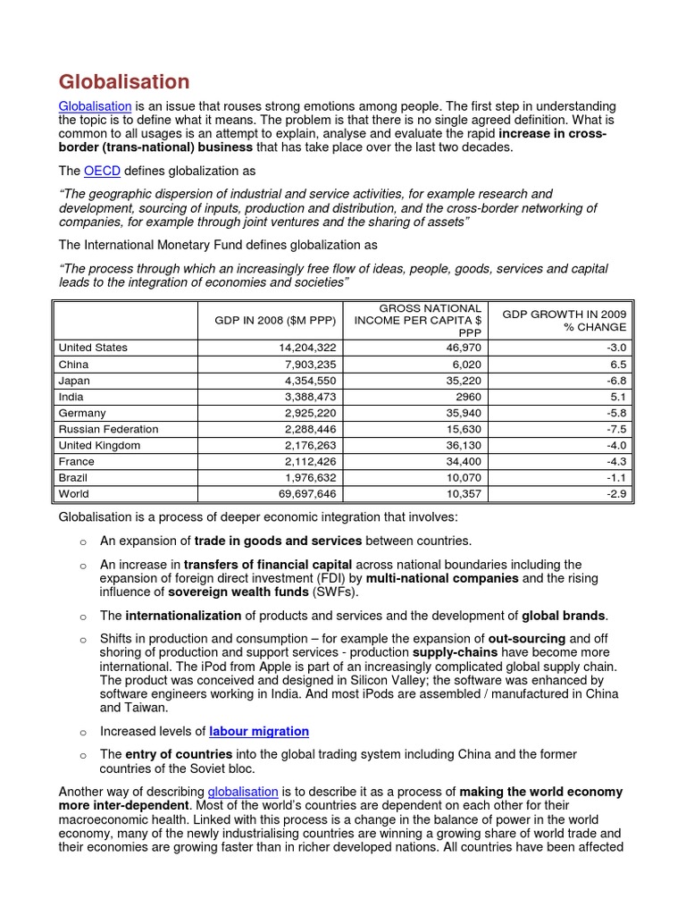 Globalisation - A-Level Economics | PDF | Economics | Economic Growth
