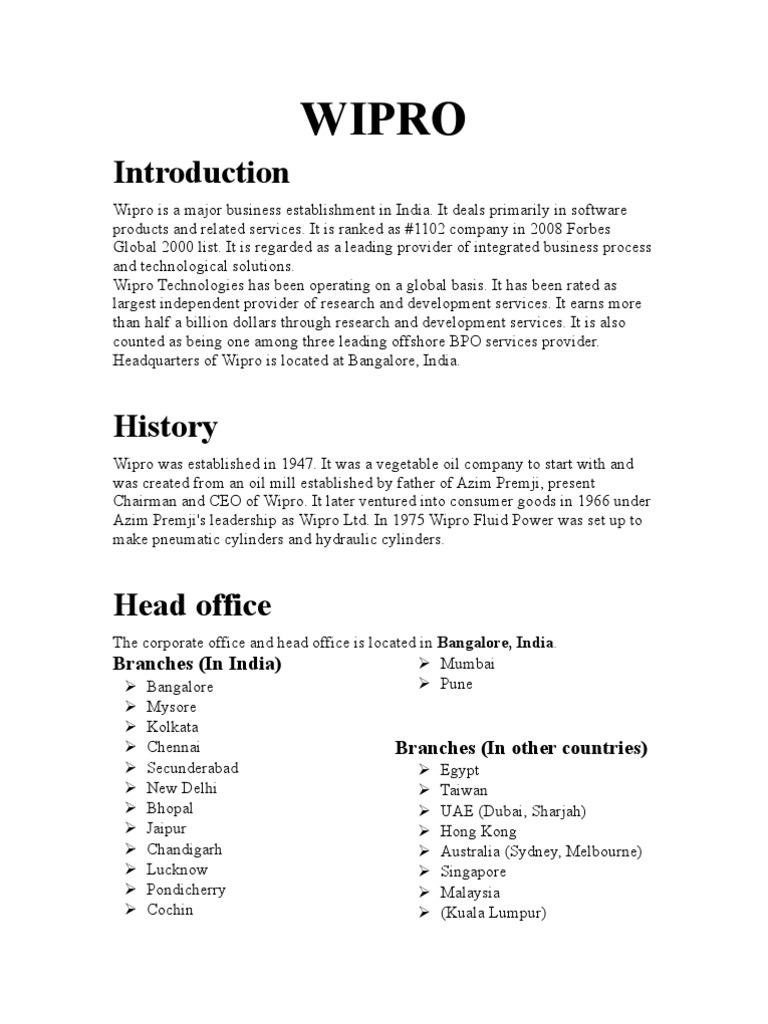 Wipro | PDF | Business