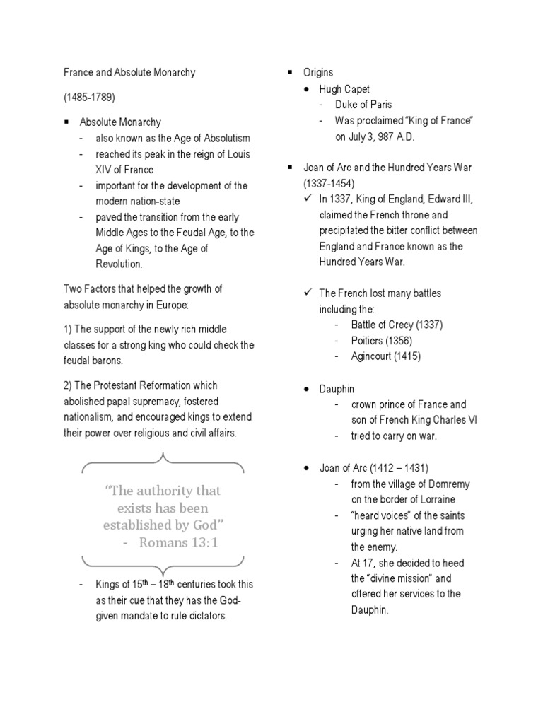 France and Absolute Monarchy | PDF