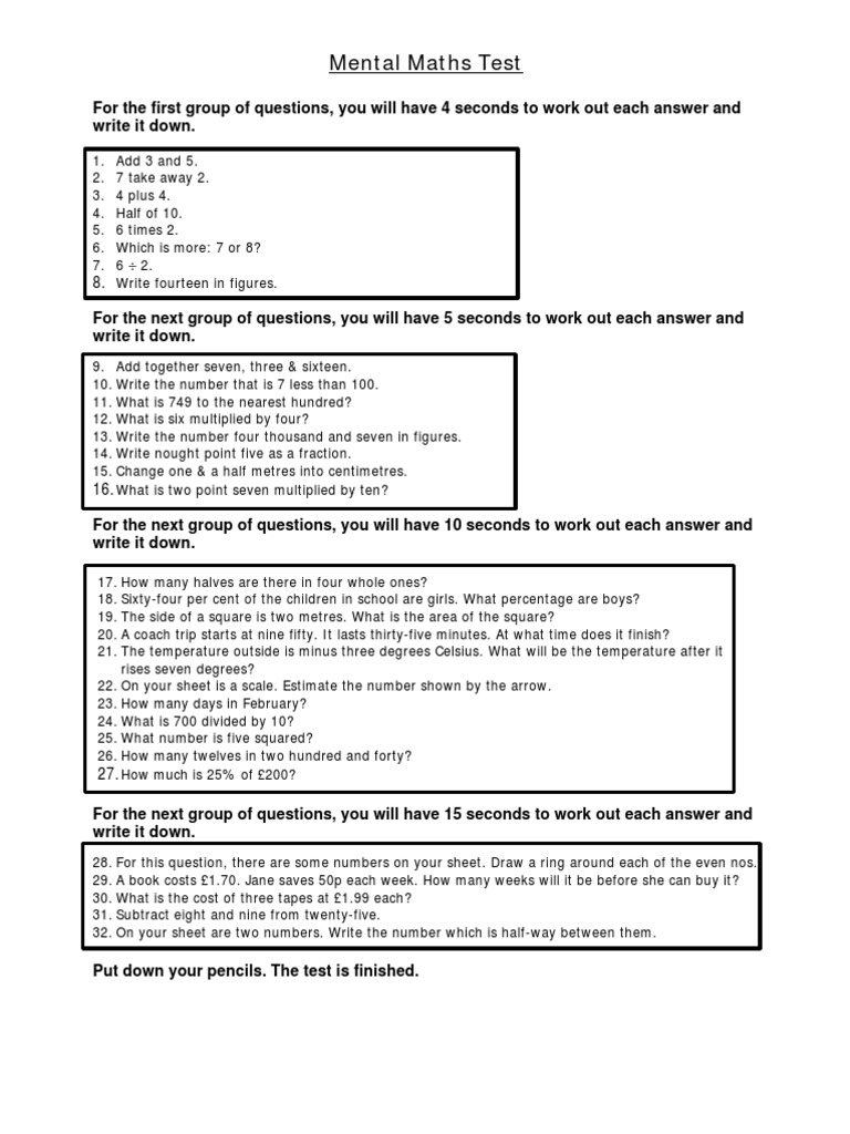 Mental Test | PDF | Teaching Mathematics | Nature