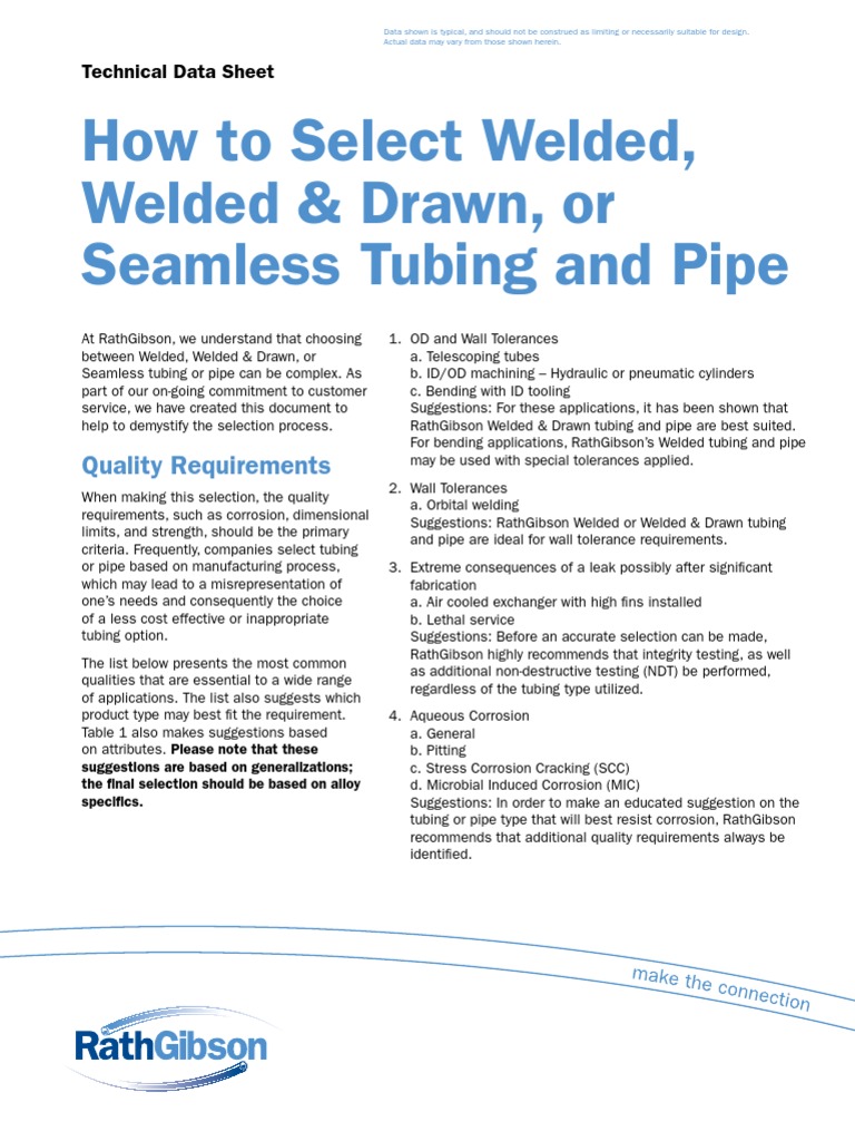 How To Select Welded or Seamless Tubing & Pipe, RathGibson, 2010 | PDF ...