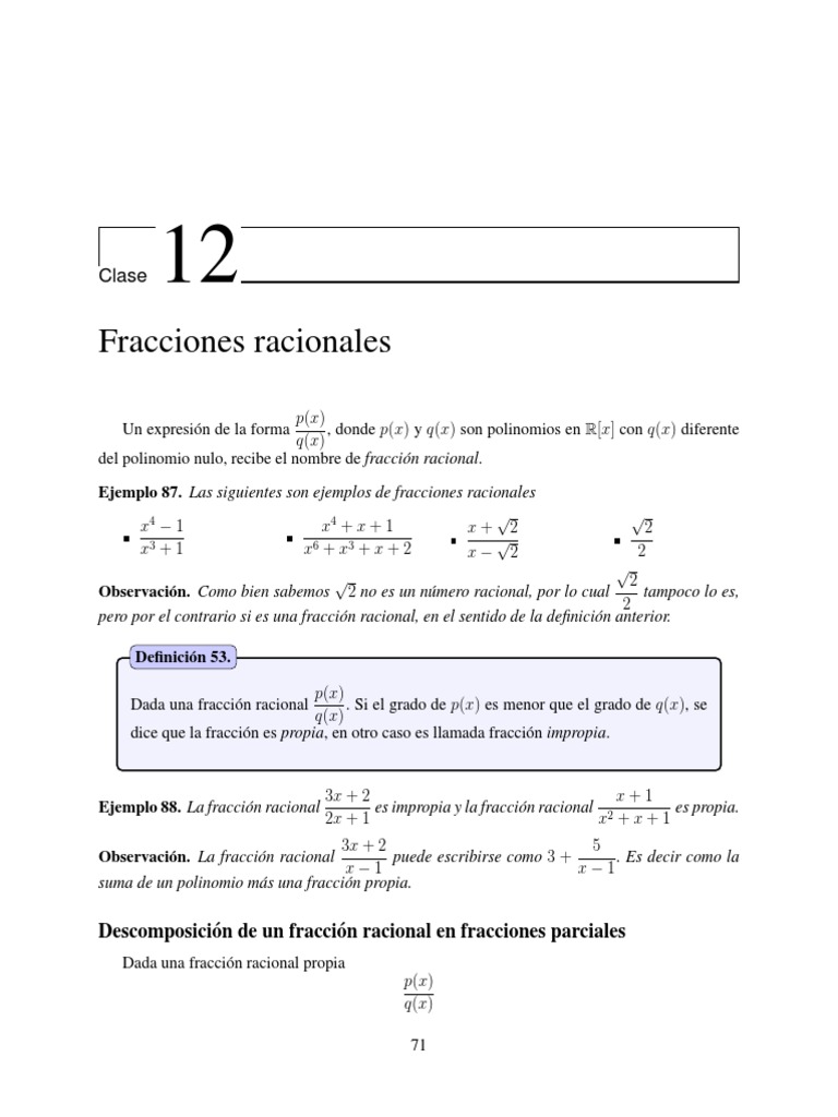 Clase12 Fracciones Racionales | PDF | Número racional | Fracción ...