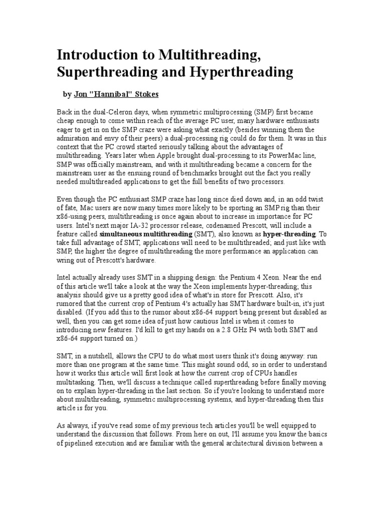Introduction To Hyper Threading | PDF