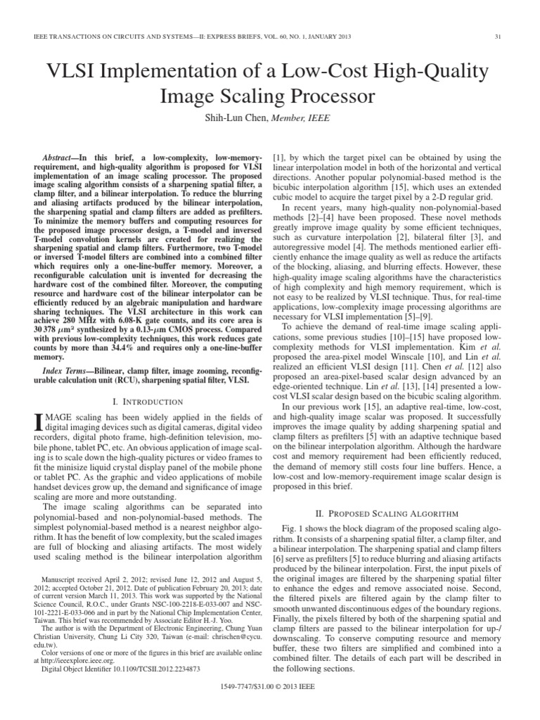 VLSI Implementation of A Low-Cost High-Quality Image Scaling Processor | PDF | Signal Processing ...