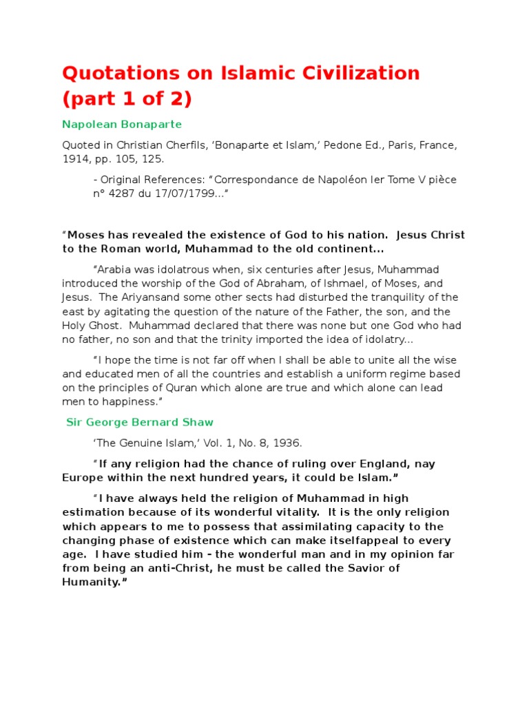 Influential Quotes on Islamic Civilization | PDF | Idolatry | Muhammad
