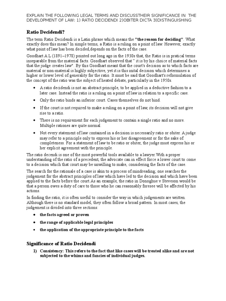Understanding Ratio Decidendi and Obiter Dicta | PDF | Obiter Dictum ...