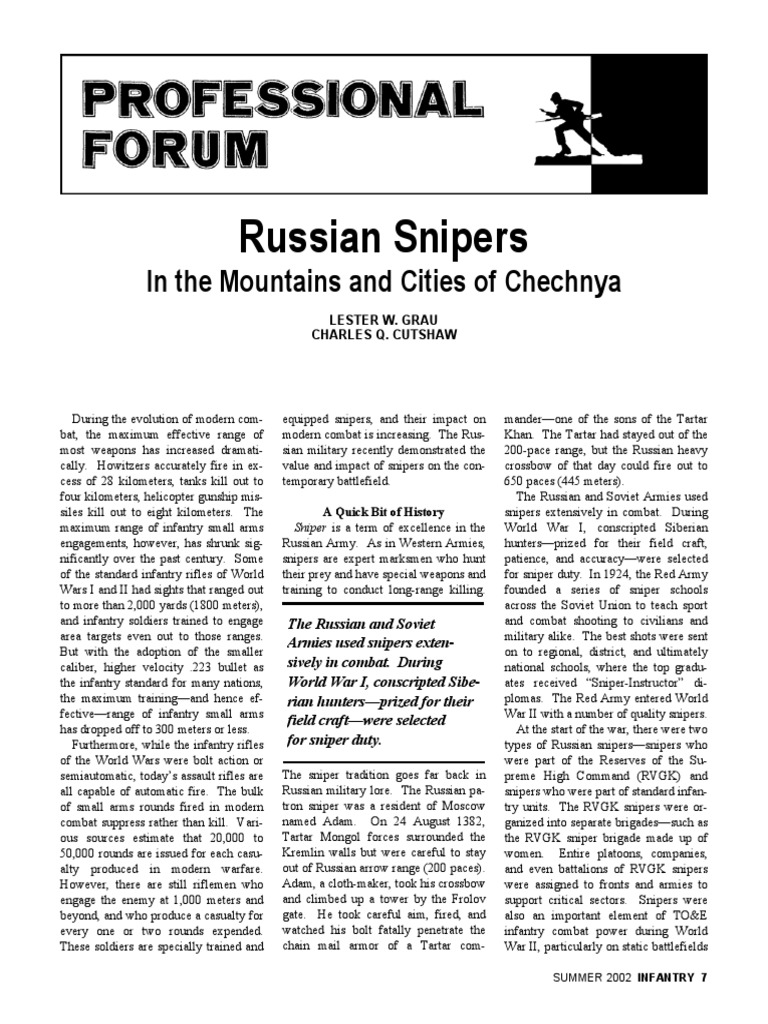 Russian Snipers in The Mountains and Cities of Chechnya | PDF | Sniper ...