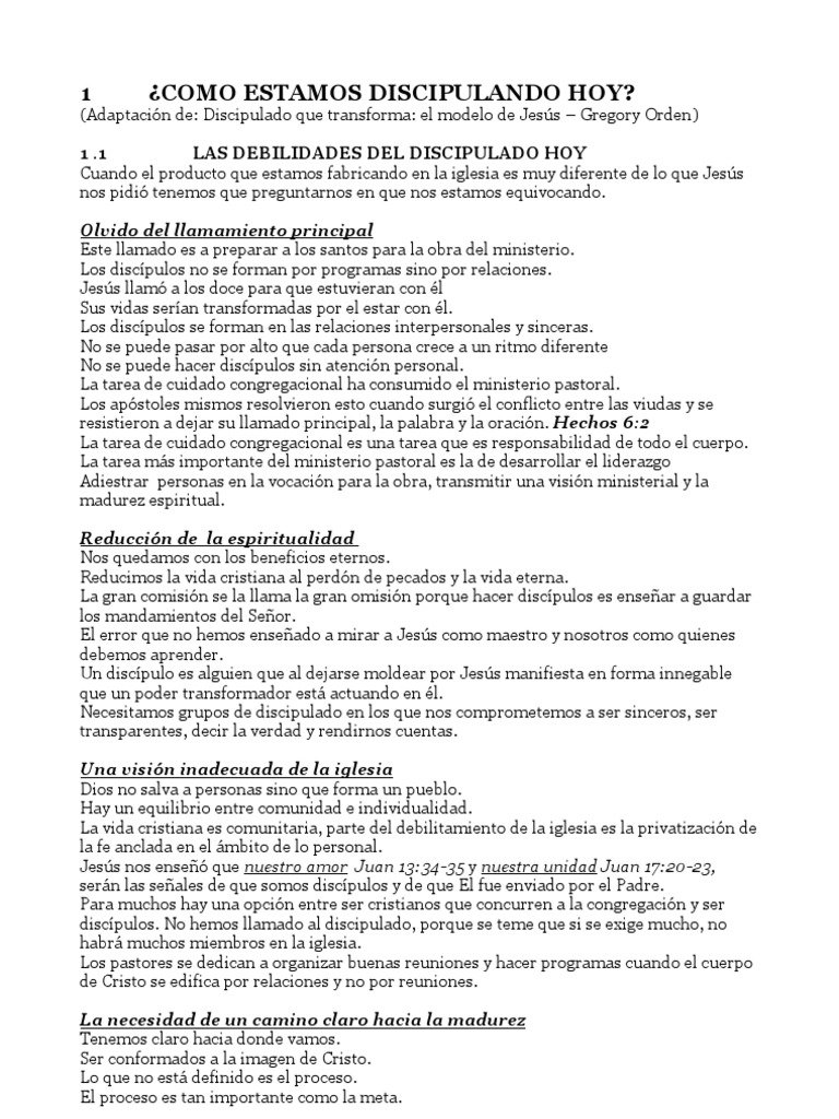 ¿Cómo Estamos Discipulando Hoy? | PDF | Oración | Cristo (título)