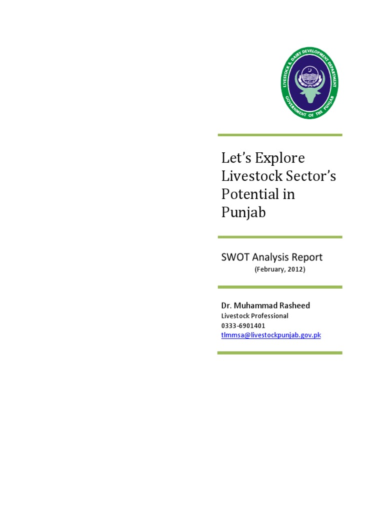 SWOT Analysis On Livestock Sector of Punjabb | PDF | Livestock | Public ...