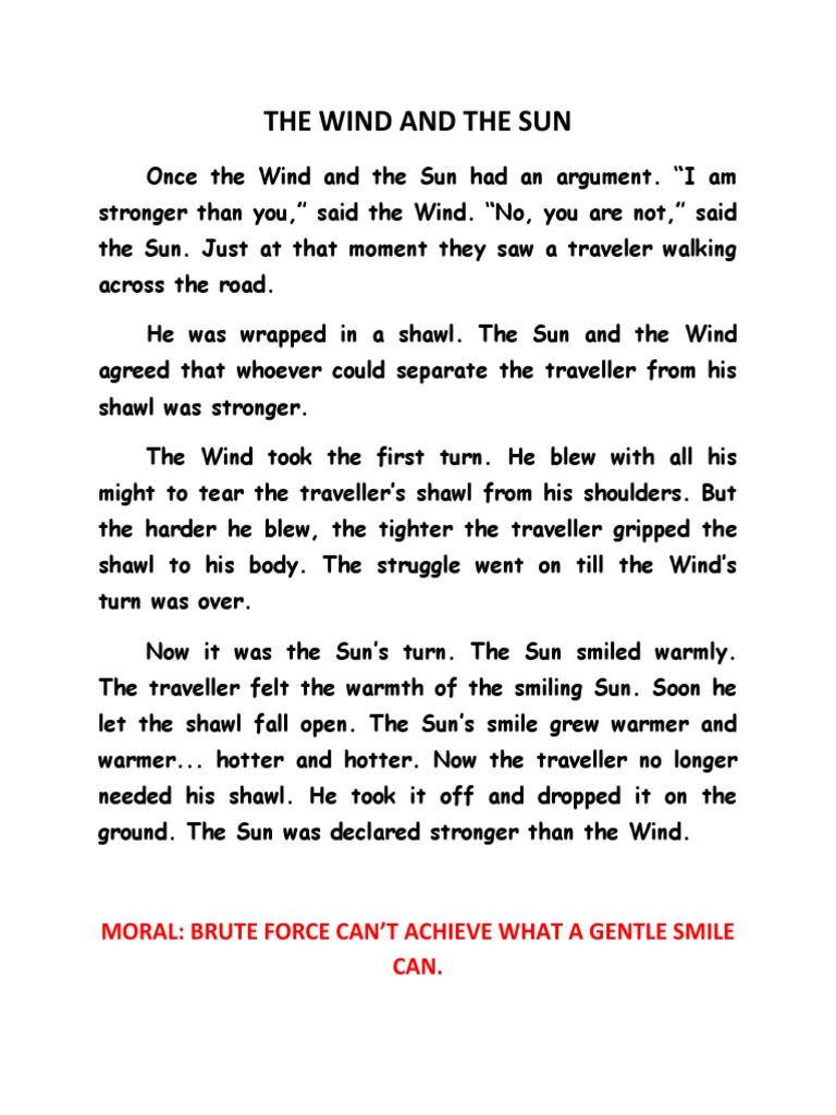 The Wind and The Sun-Stories | PDF