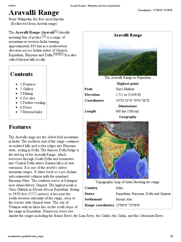 Aravalli Range | Geology | Geography