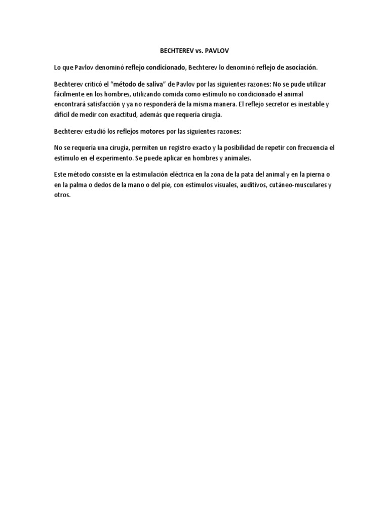 Bechterev Vs Pavlov | PDF
