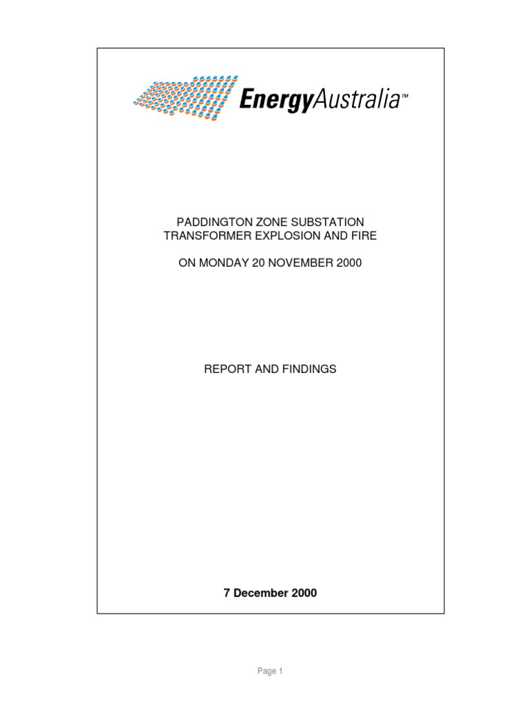 Paddington Substation Fire Report | PDF | Electrical Substation ...