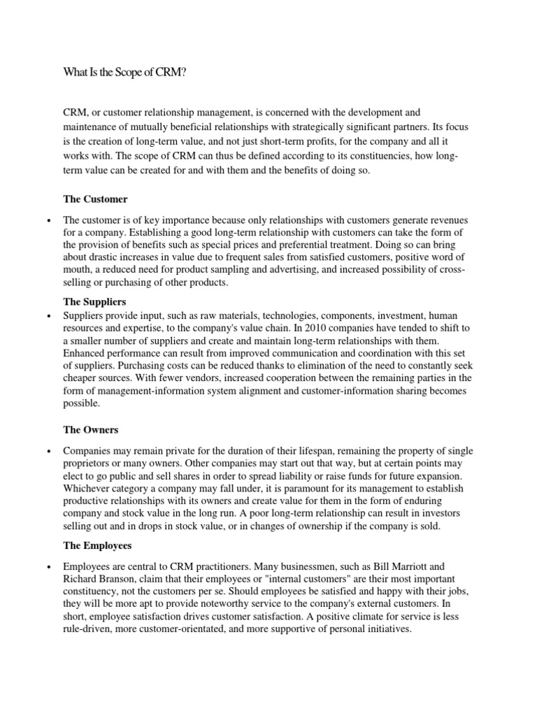3cd87what Is The Scope of CRM | PDF | Customer Relationship Management ...