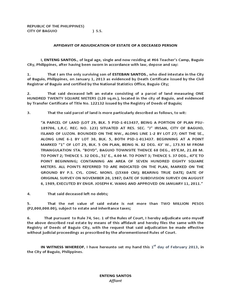 Affidavit of Adjudication | PDF | Social Institutions | Social Science