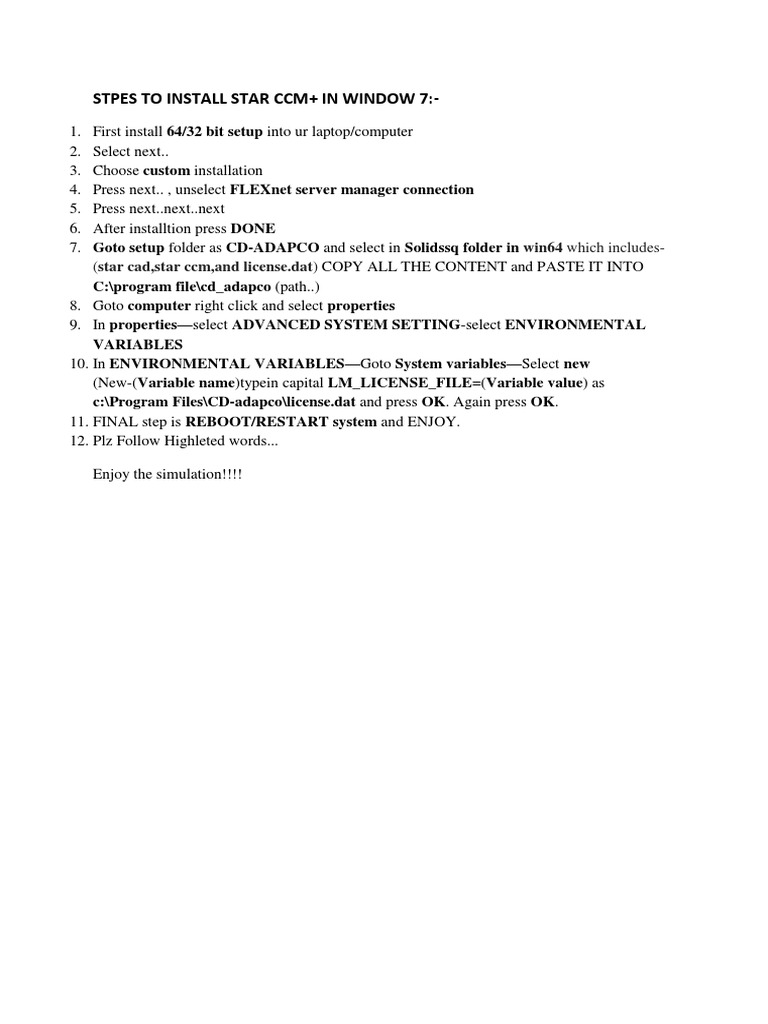 Stpes To Install Star CCM | PDF | Computers | Technology & Engineering
