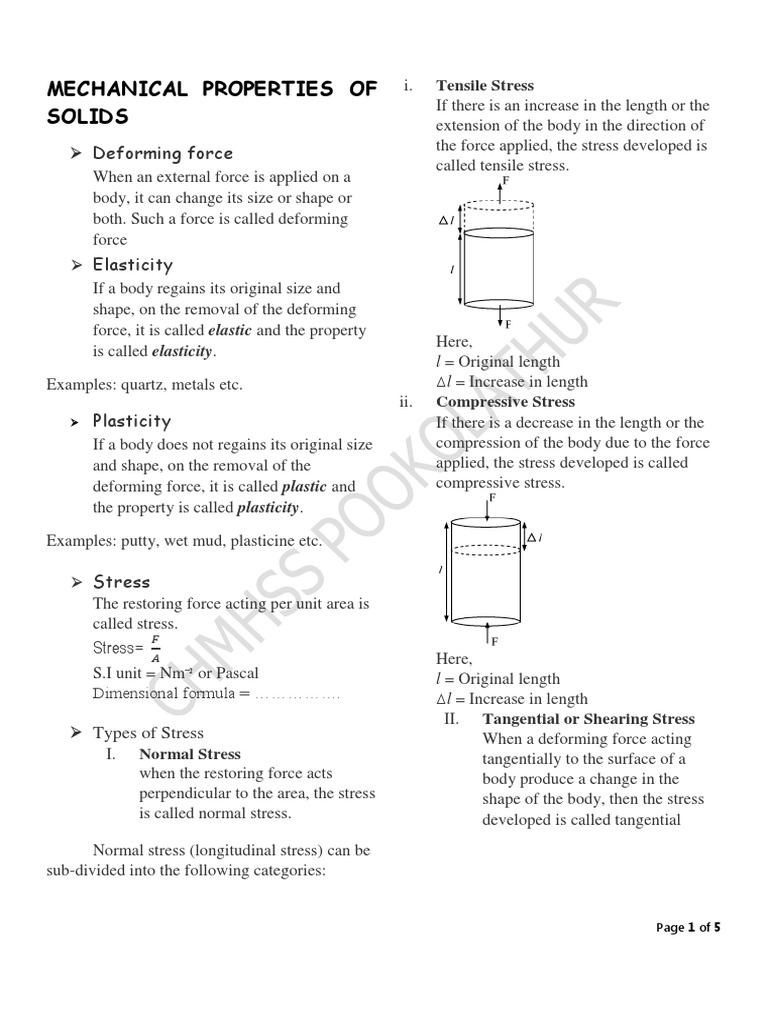 Mechanical Properties of Solids | PDF | Deformation (Engineering) | Elasticity (Physics)