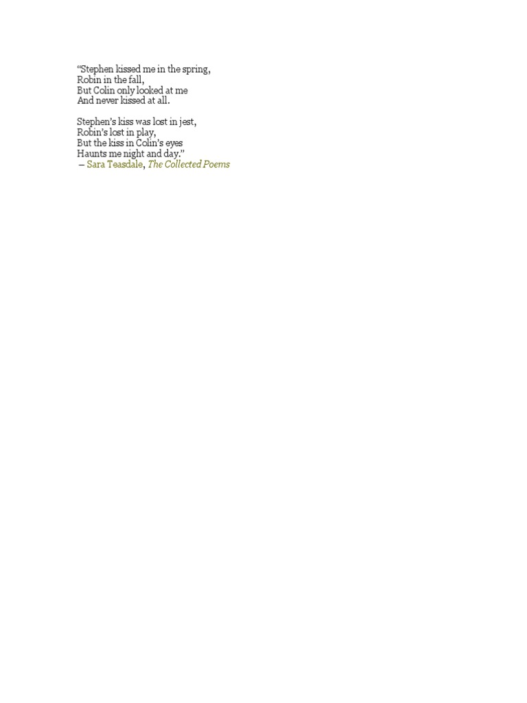 "Sara Teasdale Poem on Love" | PDF | Poetry
