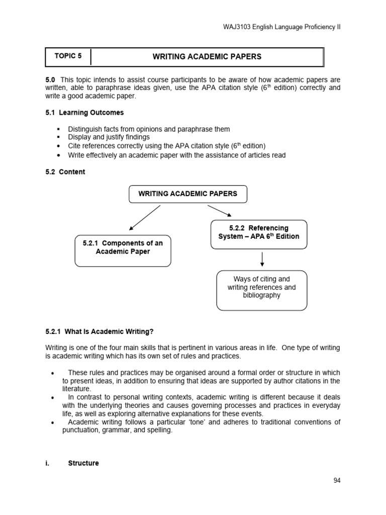 Topic 5 Writing Academic Papers | PDF | Citation | Essays