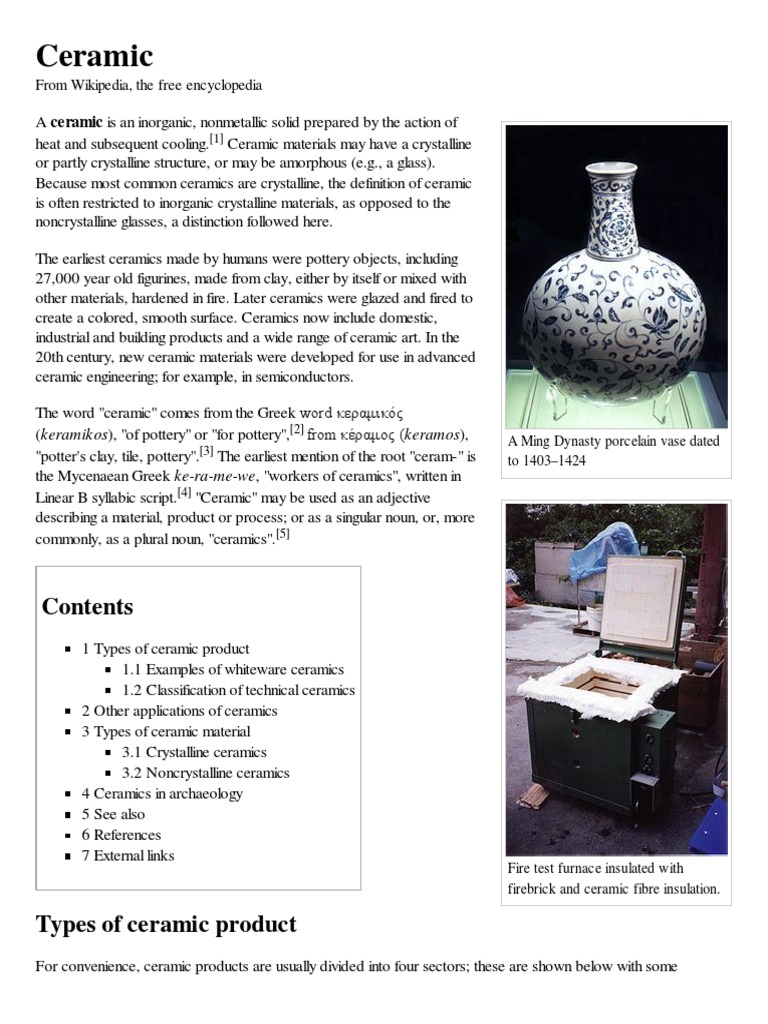Ceramic: From Wikipedia, The Free Encyclopedia | Download Free PDF ...