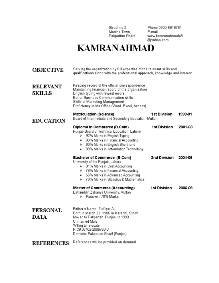 Kamran Ahmad's Professional Resume | PDF