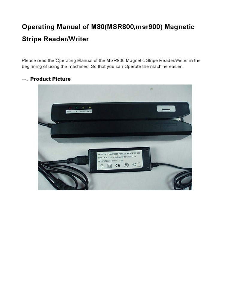 MSR900 Operating Manual | PDF | Usb | Usb Flash Drive