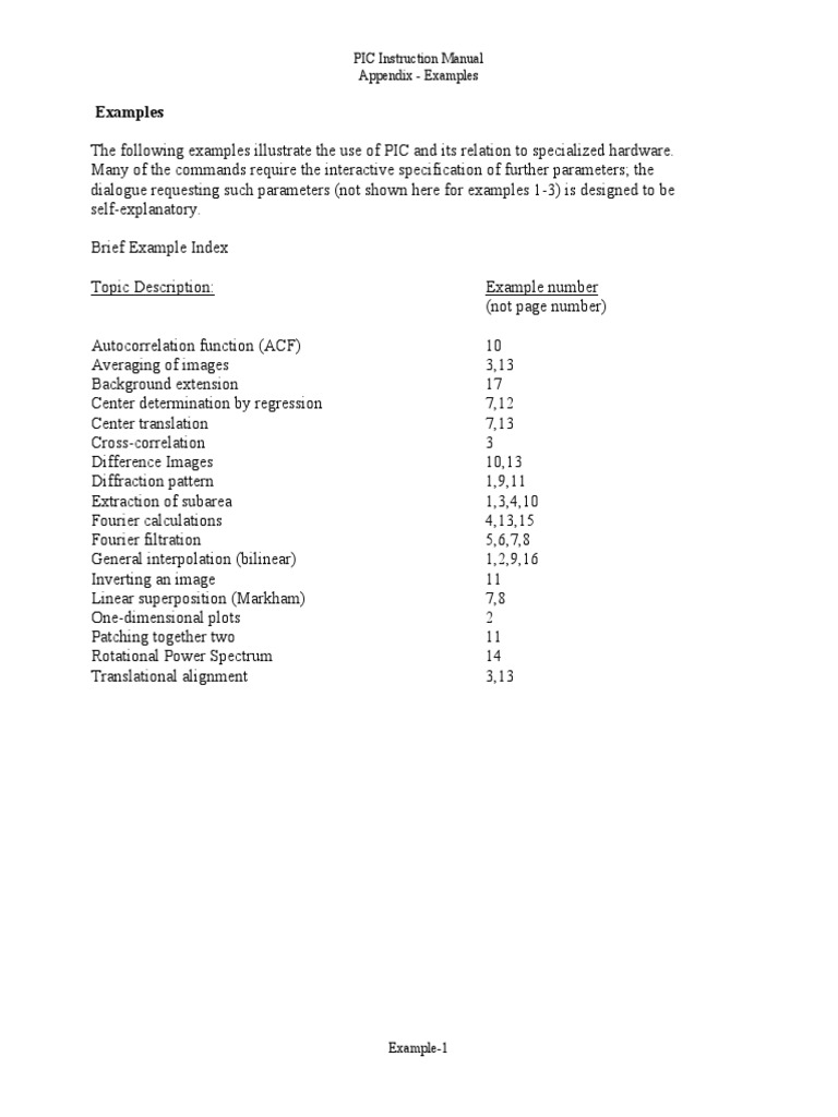 Examples: PIC Instruction Manual Appendix - Examples | PDF | Fast ...