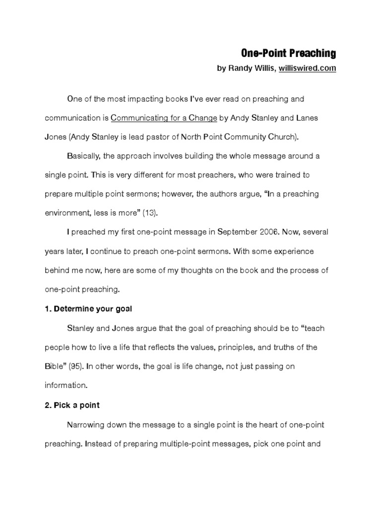 One Point Preaching | PDF | Sermon | Audience