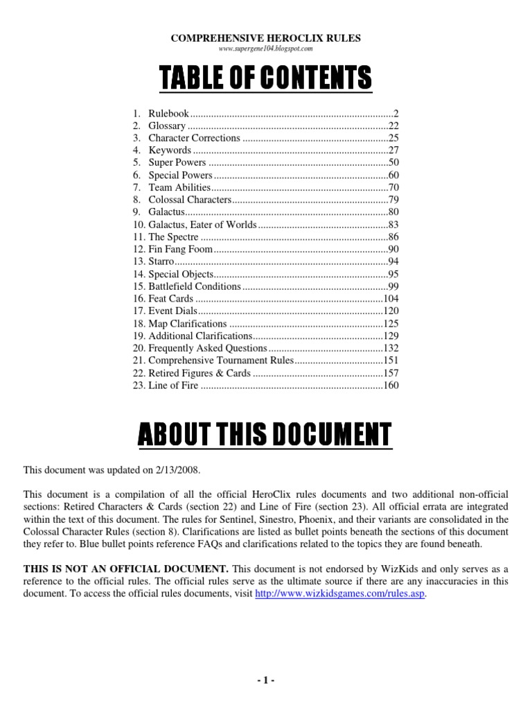 Comprehensive Heroclix Rules | PDF | Flight | Leisure