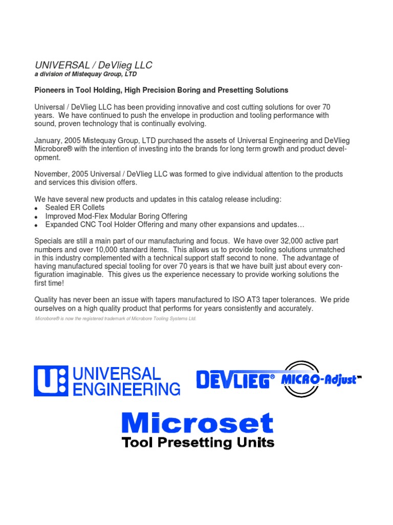 Universal Devlieg Catalog | PDF | Metalworking | Tools