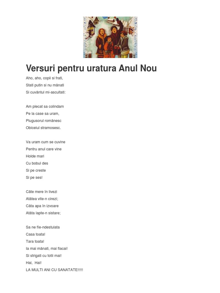 Versuri Pentru Uratura Anul Nou | PDF