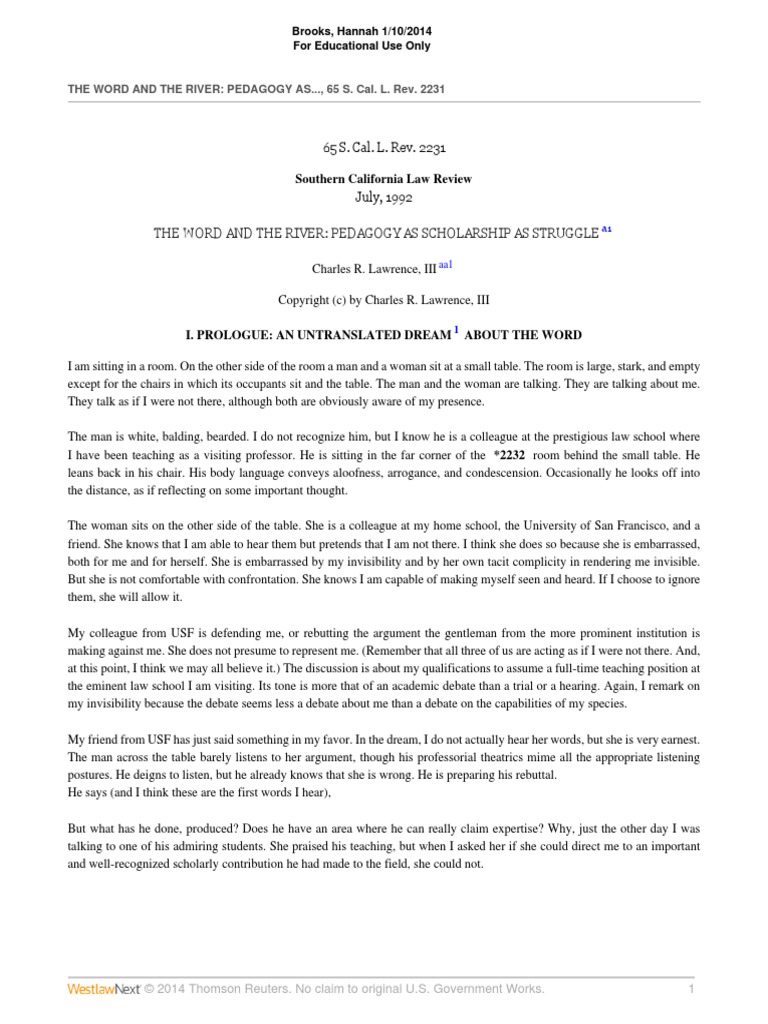 The Word and The River Pedagogy As Scholarship As Struggle, Charles R ...