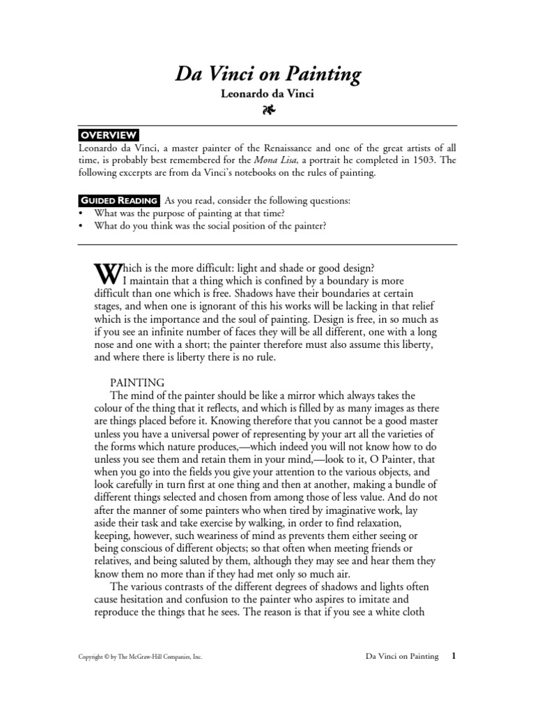 Da Vinci On Painting | PDF | Perspective (Graphical) | Paintings