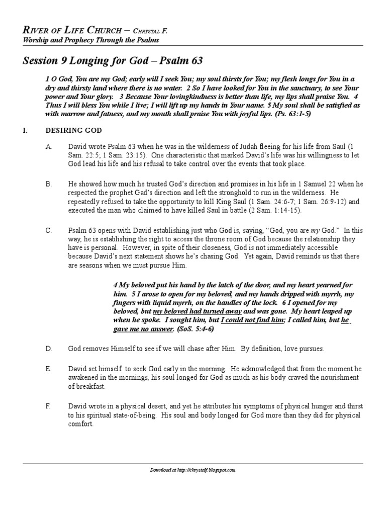 Longing for God: Insights from Psalm 63 | PDF | David | Saul