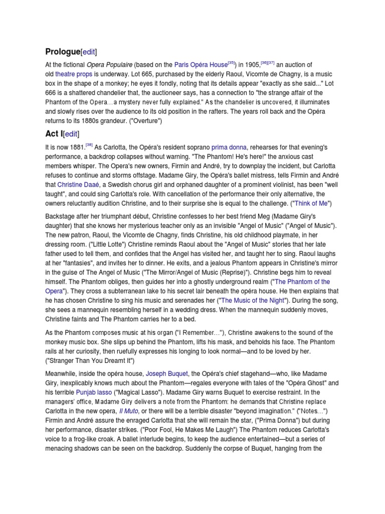 Phantom of the Opera Plot Summary | PDF | The Phantom Of The Opera ...
