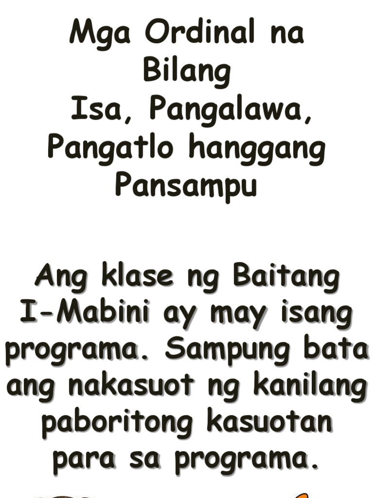 Mga Ordinal Na Bilang | PDF