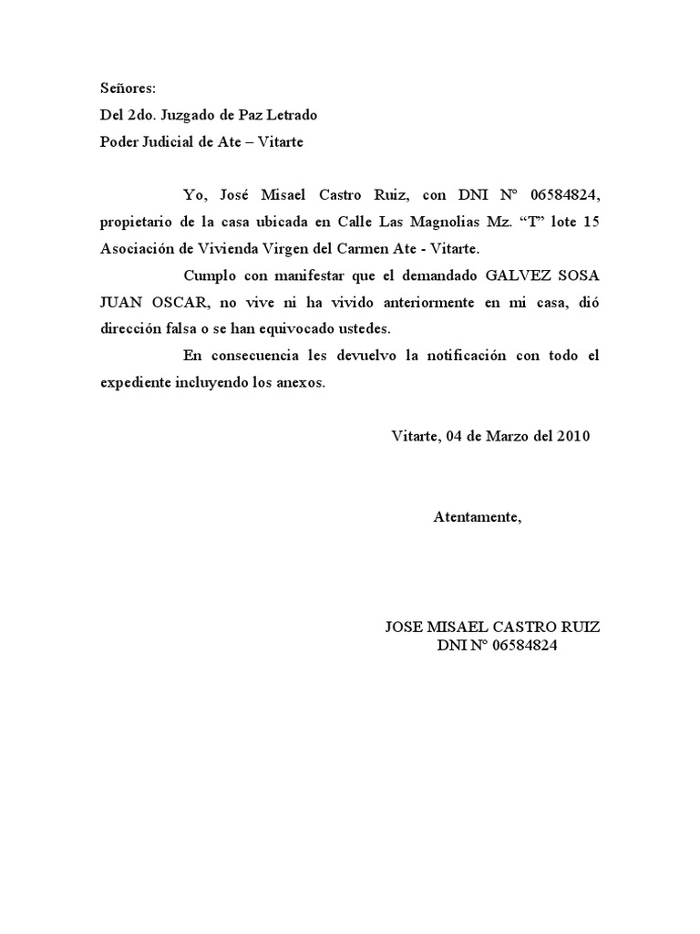 Carta Al Juzgado Pdf
