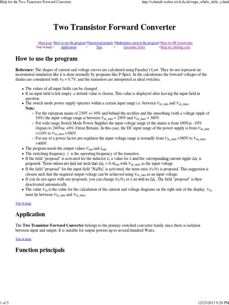 Help For The Two Transistor Forward Converter | PDF | Inductor | Power ...