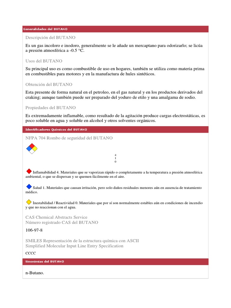 Generalidades Del BUTANO | PDF | Agua | Líquidos