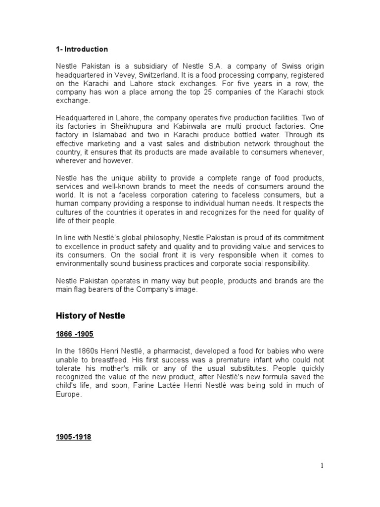 1-Introduction: History of Nestle | PDF | Nestlé | Advertising